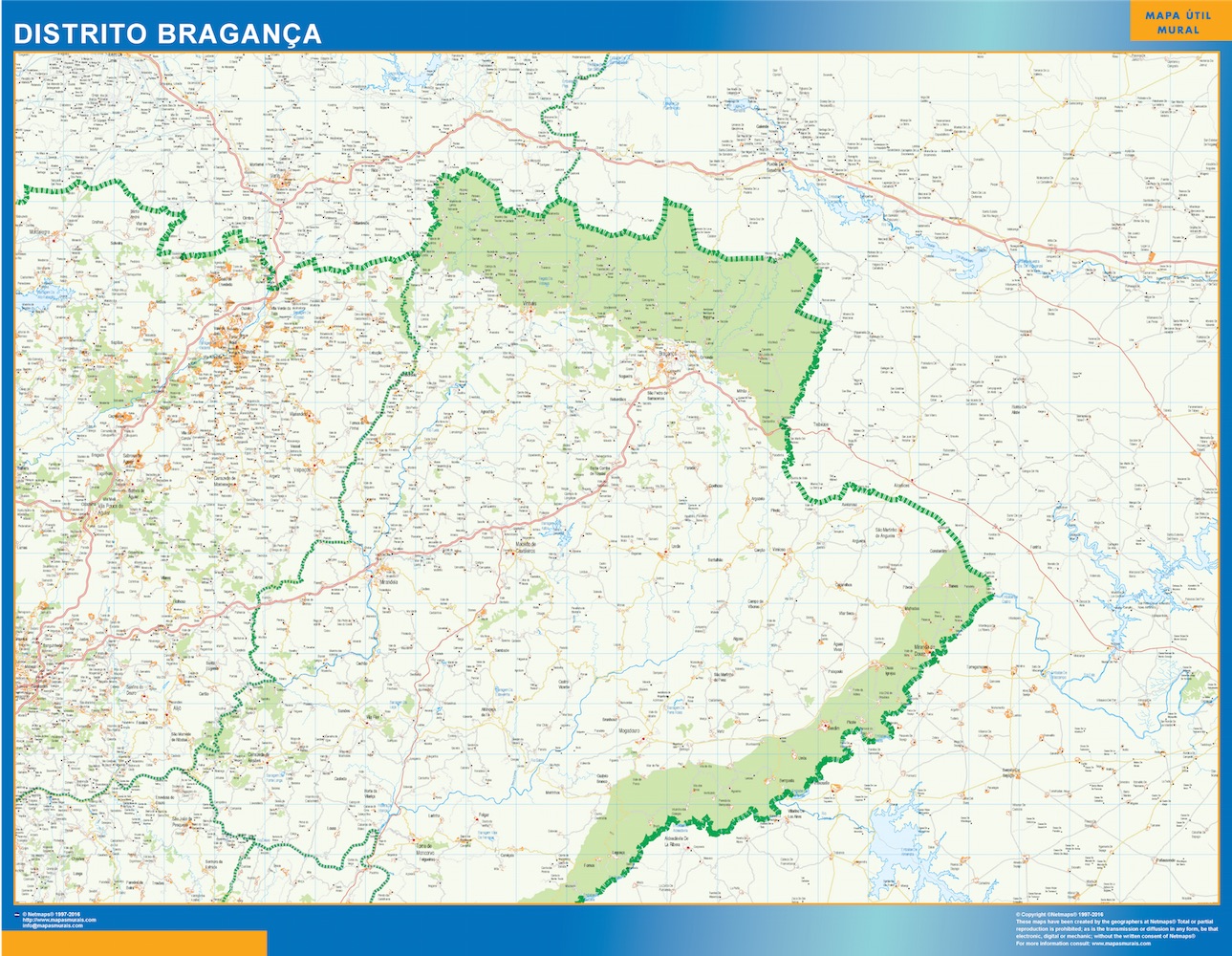 Mapa Distrito Bragança | Mapas Imantados para imanes de España y el Mundo